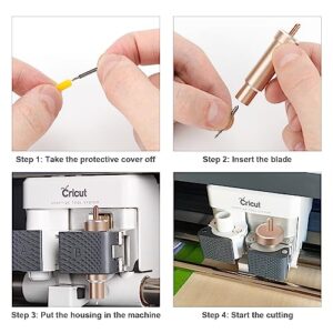 Premium Deep Cut Housing and Blades, karmiero Fine Point Cut Housing + 5Pcs Deep Point Blades, Cutting Thick Materials for Cricut Maker and Explore Air Machines, Suitable for Personalized Crafts.