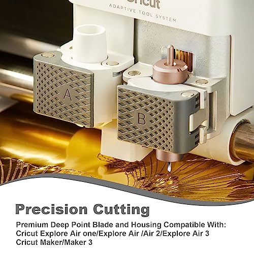 Premium Deep Cut Housing and Blades, karmiero Fine Point Cut Housing + 5Pcs Deep Point Blades, Cutting Thick Materials for Cricut Maker and Explore Air Machines, Suitable for Personalized Crafts.