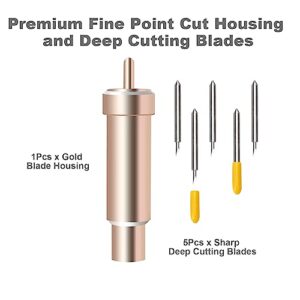 Premium Deep Cut Housing and Blades, karmiero Fine Point Cut Housing + 5Pcs Deep Point Blades, Cutting Thick Materials for Cricut Maker and Explore Air Machines, Suitable for Personalized Crafts.