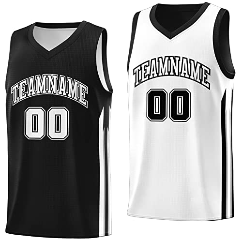 Custom Reversible Basketball Jersey for Men Kids,90s Hip Hop Sportswear Print Personalized Team Name Number Logo