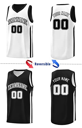 Custom Reversible Basketball Jersey for Men Kids,90s Hip Hop Sportswear Print Personalized Team Name Number Logo