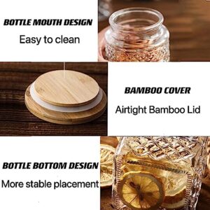 LUCKTE Vintage Glass Jar with Airtight Bamboo Lids Food Storage Container for Candy Snack Cookies Coffee Tea Nuts Kitchen Containers Cereal Canisters