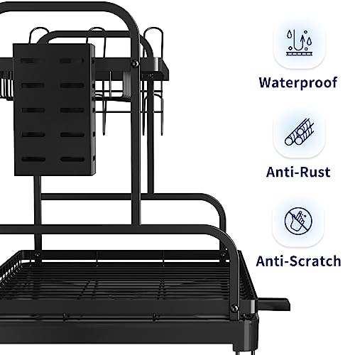 Kitsure Dish Drying Rack - Multipurpose 2-Tier Dish Rack, Dish Drainers for Kitchen Counter, Large-Capacity Dish Dryer, Kitchen Drying Rack for Dishes w/Cutlery Holder & Cup Holder 4064SI