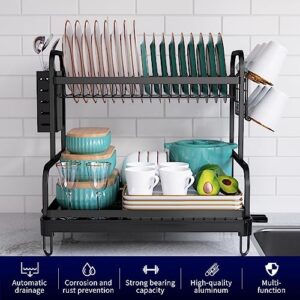 Kitsure Dish Drying Rack - Multipurpose 2-Tier Dish Rack, Dish Drainers for Kitchen Counter, Large-Capacity Dish Dryer, Kitchen Drying Rack for Dishes w/Cutlery Holder & Cup Holder 4064SI