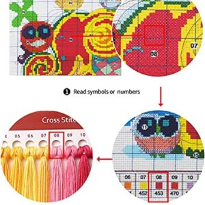 14 CT Cross Stitch Kits for Beginners Teacup & Poppy Printed Stamped Cross-Stitch Supplies Needlework Printed Embroidery Kits DIY Kits Needlepoint Starter Kits 34×26cm