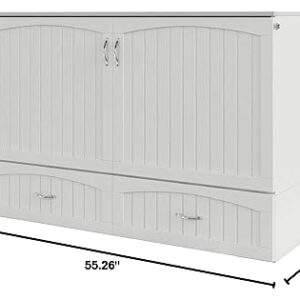 AFI, Southampton Murphy Bed Chest with 6 inch Memory Foam Folding Mattress, Built-in Charging Station and Storage Drawer, Full, White