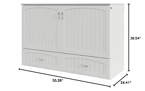 AFI, Southampton Murphy Bed Chest with 6 inch Memory Foam Folding Mattress, Built-in Charging Station and Storage Drawer, Full, White