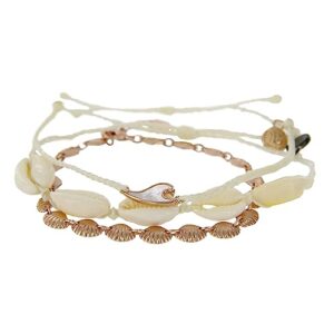 pura vida bracelets pack light knotted wave chain bracelet stack - set of 3 stackable bracelets for women, summer accessories & cute bracelets for teen girls - 1 chain bracelet & 2 string bracelets