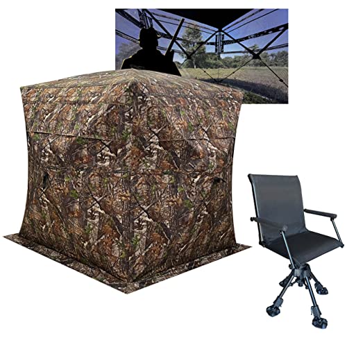 CROSS MARS Ground See Through Hunting Blind & Swivel Hunting Chair