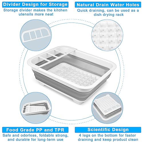 Collapsible Dish Drying Rack Portable Dish Drainers for Kitchen Counter,Kitchen Sink Organizer Basket RV Accessories Camper Kitchen Organization and Storage Space Saver Dish Rack Over Sink Drying Rack