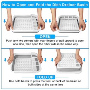 Collapsible Dish Drying Rack Portable Dish Drainers for Kitchen Counter,Kitchen Sink Organizer Basket RV Accessories Camper Kitchen Organization and Storage Space Saver Dish Rack Over Sink Drying Rack