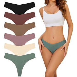 leitnias seamless thongs underwear for women breathable stretch v-waist panties invisible no show thongs 6 pack s-xl