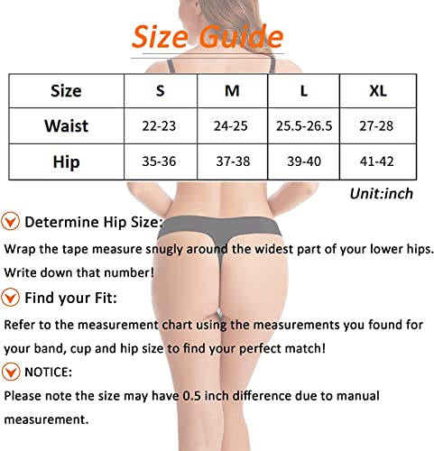 LEITNIAS Seamless Thongs Underwear for Women Breathable Stretch V-waist Panties Invisible No Show Thongs 6 Pack S-XL