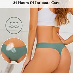 LEITNIAS Seamless Thongs Underwear for Women Breathable Stretch V-waist Panties Invisible No Show Thongs 6 Pack S-XL