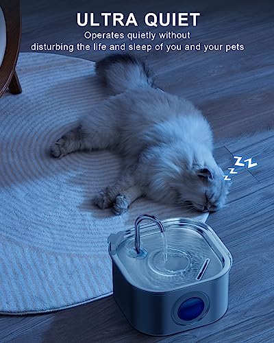 NautyPaws Cat Water Fountain, 3.2L/108oz Automatic Stainless Steel Pet Fountain Dog Water Dispenser with Super Quiet&Transparent Window Design- Ideal for Cats, Dogs and Multiple Pets - Dishwasher Safe