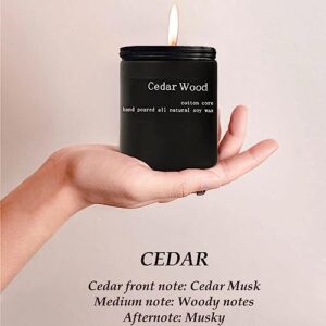 Scented Candle Cedar,7oz 45Hour Burn,Scented Candles for Home| Spring Candles| Black Jar Candle|Soy Candles,Long Lasting Candles |for Men & Women Candles Gifts (Cedar, 7oz)