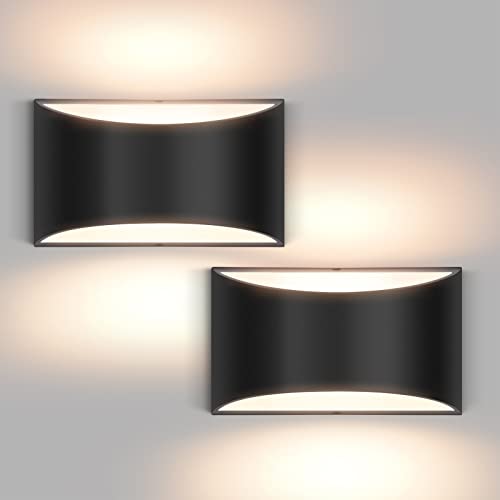 Aiilsmp Black Modern LED Wall Sconces Set of Two Hardwired Wall Sconces Indoor Up and Down Wall Mount Light for Living Room, Bedroom, Hallway Warm White 3000K(with G9 Bulbs)