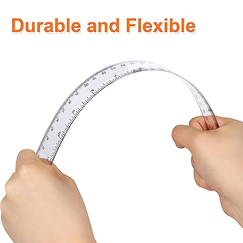 30PCS Clear Ruler Plastic Rulers 12 Inch, with Inches and Metric for School Classroom, Home, or Office (Clear)