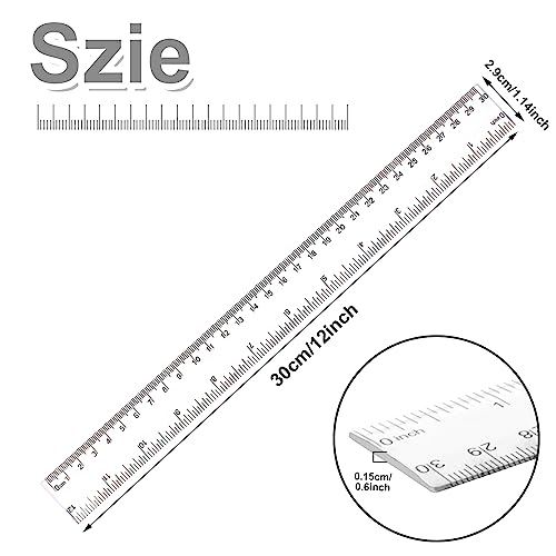 30PCS Clear Ruler Plastic Rulers 12 Inch, with Inches and Metric for School Classroom, Home, or Office (Clear)