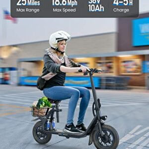 URBANMAX C1 Pro Electric Scooter with Seat, Adult Electric Scooters with Dual Shock Absorbers Up to 25 Miles 18.6MPH 450W Motor, Folding Scooter Electric for Adults with Seat & Carry Basket