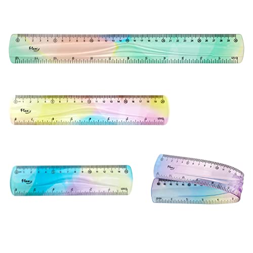 3pcs Flexible Rulers for School, 12/8/6 inch Bendable Ruler Soft Plastic Rulers Bulk Flex Ruler with Centimeter and Inch Scales for Students Kids Classroom Office Home Supplies(Gradient Colored)