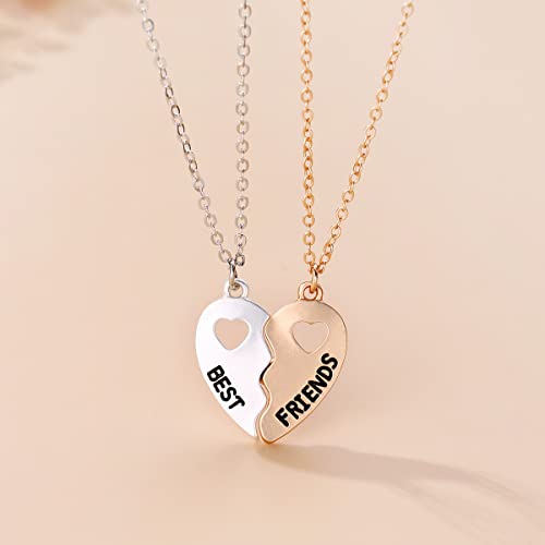 Lezmoii Magnetic Friendship Necklace Best Friend Necklace Matching Heart BFF Necklace for 2 Women Girls Bestie Friendship Gifts (Best Friends)