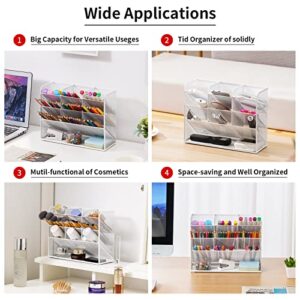 Marbrasse Mesh Desk Organizer, Multi-Functional Pen Holder, Pen Organizer for desk, Desktop Stationary Organizer, Storage Rack for School Home Office Art Supplies (White - Mesh Pen Holder)