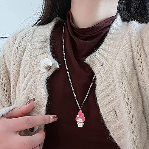 LINGSHI 3 Pcs Animal Necklace - Cartoon Pink Rabbit Anime Necklace for Women's Day Valentine's Day Birthday (pink)