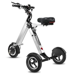 topmate es32 electric scooter 3 wheels foldable trike with seat for adults, light weight mobility scooter with reverse function and key switch, 10 inch pneumatic tires tricycle for commute and travel