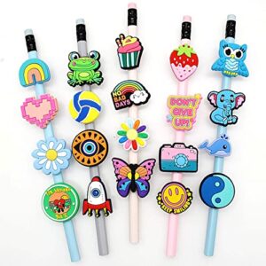 Papacharms Lot Random Different Decorative Pencil Toppers 55Pack Cute Cool Pencil Topper Decorations Bulk PVC Pen Toppers Charm for School Prize Supplies Classroom Reward Students Gifts