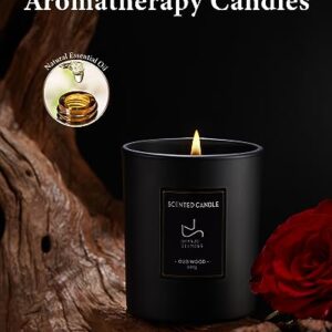 Oud Wood & Rose Scented Candles Gift Set,8oz 55h,Luxury Woody Sandalwood Candles for Home Scented Candles Gift Set,Long-Lasting Soy Candles, Aromatherapy Candles Gift for Women & Men