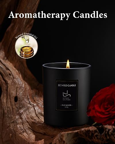 Oud Wood & Rose Scented Candles Gift Set,8oz 55h,Luxury Woody Sandalwood Candles for Home Scented Candles Gift Set,Long-Lasting Soy Candles, Aromatherapy Candles Gift for Women & Men