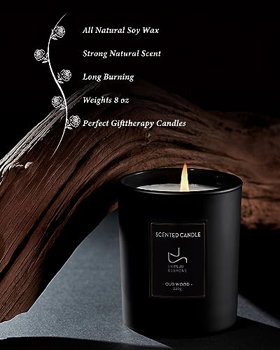 Oud Wood & Rose Scented Candles Gift Set,8oz 55h,Luxury Woody Sandalwood Candles for Home Scented Candles Gift Set,Long-Lasting Soy Candles, Aromatherapy Candles Gift for Women & Men