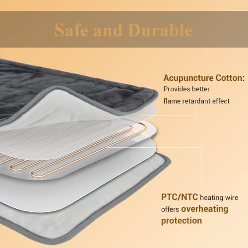 ATASA Weighted Heating Pad for Back Pain Relief, Electric Heating Pads with 11 Auto Shut Off & 9 Heating Levels, 12"x24" XL Heating Pad for Stomach/Cramps/Neck/Shoulder, Moist & Dry Therapy, Washable