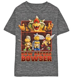 super mario brothers movie big boys t shirt, grey, 10-12