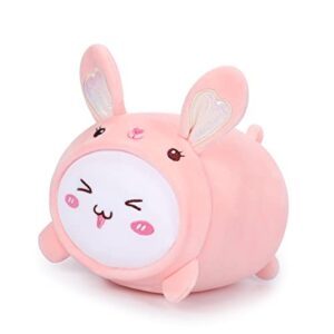 aixini cute cat rabbit plush pillow 8” kitten bunny stuffed animal, soft kawaii cat plushie with rabbit outfit costume, hugging plush squishy pillow toy gifts for kids