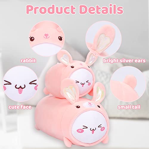 AIXINI Cute Cat Rabbit Plush Pillow 8” Kitten Bunny Stuffed Animal, Soft Kawaii Cat Plushie with Rabbit Outfit Costume, Hugging Plush Squishy Pillow Toy Gifts for Kids