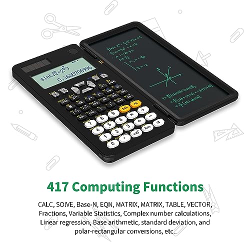 NEWYES 991ES Scientific Calculator with LCD Writing Tablet, 417 Function Solar Energy Science Calculators Notepad, Professional Foldable Calculators for Students School College