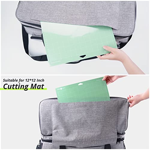 HTVRONT Carrying Case Bag for Cricut Maker/Maker 3/Explore Air 2/Silhouette Cameo 4, Double-Layer Carrying Bag for 12x12 Mats, Travel Storage Tote Bag for Cricut Accessories Storage & Die-Cutting