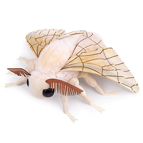 ZHONGXIN MADE Silk Moth Plush Toy - Lifelike Silk Moth Stuffed Animals 11in, Realistic Soft Big Wings Moth Toys, Simulation Butterfly Plushie Model Toy, Unique Plush Gift Collection for Kids