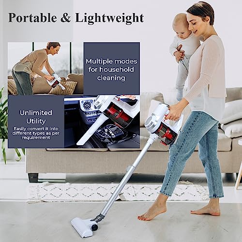 HOMEREALM Cordless Vacuum Cleaner, 4 in 1 Stick Vacuum Cleaners for Home. Portable Carpet Cleaner and Pet Hair Vacuum with Powerful Suction and 2000mAh Battery of 35 Min Runtime