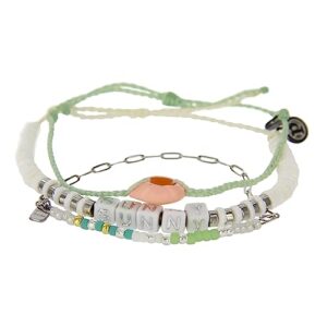 pura vida bracelets pack sunny seabright days bracelet stack - set of 3 stackable bracelets for women, summer accessories & cute bracelets for teen girls - 1 chain bracelet & 2 string bracelets