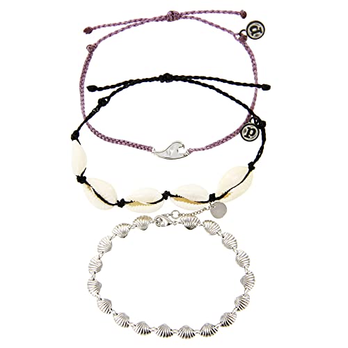 Pura Vida Bracelets Pack Dark Knotted Wave Chain Bracelet Stack - Set of 3 Stackable Bracelets for Women, Summer Accessories & Cute Bracelets for Teen Girls - 1 Chain Bracelet & 2 String Bracelets