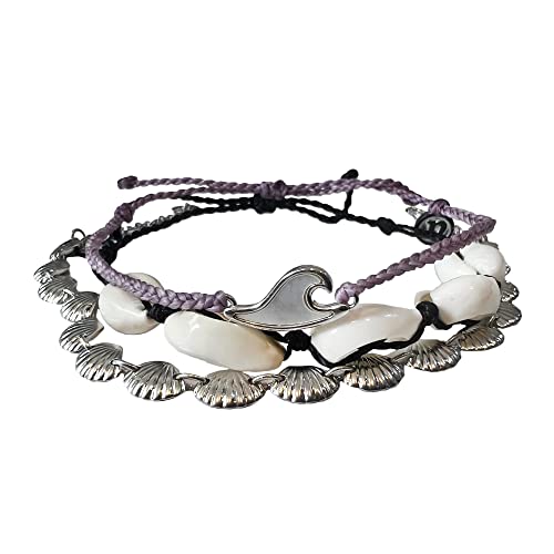 Pura Vida Bracelets Pack Dark Knotted Wave Chain Bracelet Stack - Set of 3 Stackable Bracelets for Women, Summer Accessories & Cute Bracelets for Teen Girls - 1 Chain Bracelet & 2 String Bracelets