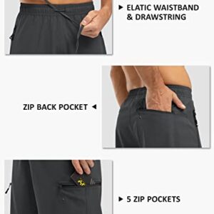 TBMPOY Men's Hiking Shorts with 5 Zip Pockets 9'' Lightweight Outdoor Work Athletic Short for Men Travel Running Dark Grey XXL