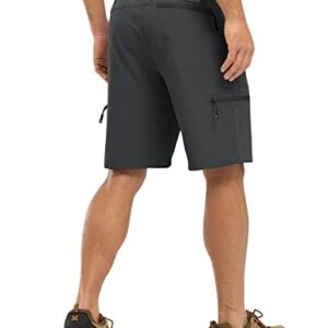 TBMPOY Men's Hiking Shorts with 5 Zip Pockets 9'' Lightweight Outdoor Work Athletic Short for Men Travel Running Dark Grey XXL