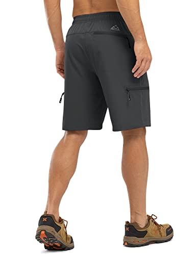 TBMPOY Men's Hiking Shorts with 5 Zip Pockets 9'' Lightweight Outdoor Work Athletic Short for Men Travel Running Dark Grey XXL