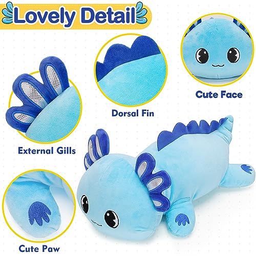 KMUYSL Axolotl Plush Toy, Soft Stuffed Animal Plush, Cute 13" Plush Pillow, Kawaii Stuffed Plushies Dolls for Girls Kids, Chrismas Birthday Gift for Boy Girls(Blue)