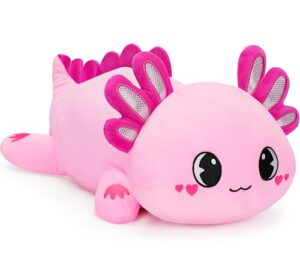 officygnet axolotl plush, 13" soft stuffed animal plush toy, cute axolotl plush pillow, kawaii plushies dolls for kids, pink axolotl gift for girls boys