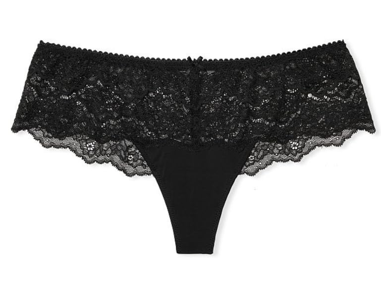 Victoria's Secret Dream Angels Lace Cheekini Panty, Underwear for Women, Black (XS)